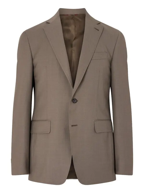 Canali Kei Wool Suit Jacket - Brown