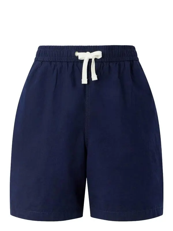 DRAKE'S Straight-leg Cotton Drawstring Shorts - Blue