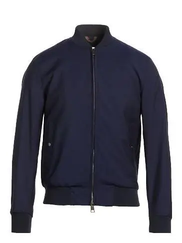 LUIGI BORRELLI NAPOLI Virgin Wool Bomber Jacket - Navy