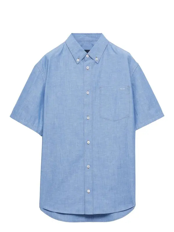 Prada Short-sleeved Chambray Shirt - Light Blue