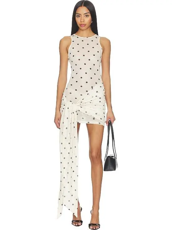 WITH HARPER LU Mesh Wrap Mini Dress - Ivory