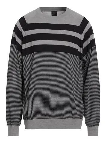 Armani Exchange Striped Crewneck Long Sleeve Sweater - Grey
