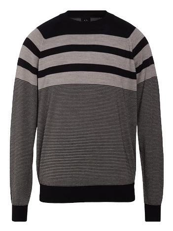 Armani Exchange Striped Crewneck Sweater - Navy