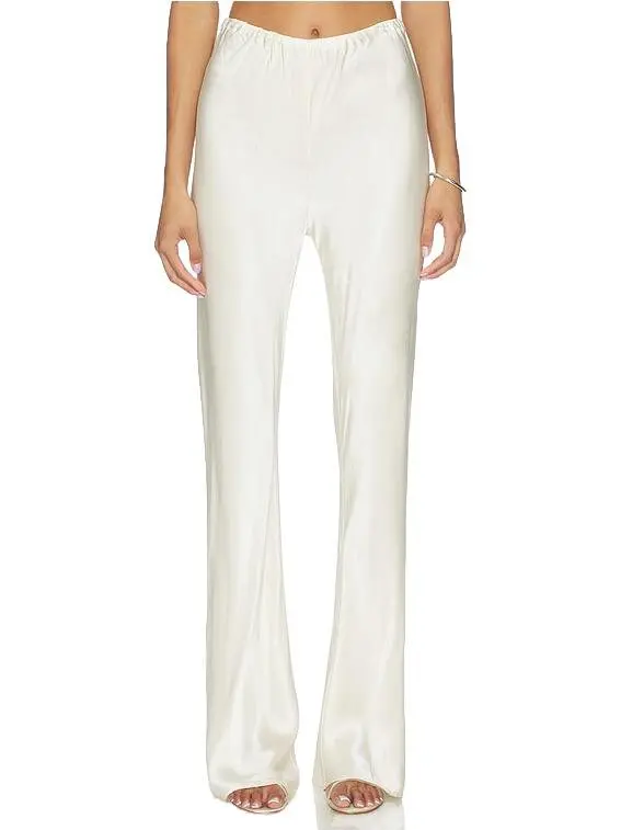 LAMARQUE Emile Wide Leg Silk Charmeuse Pants - Cream