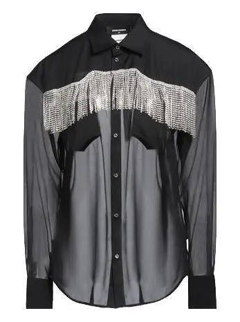 Dsquared2 Cotton Crepe Shirt With Crystal Appliqués - Black