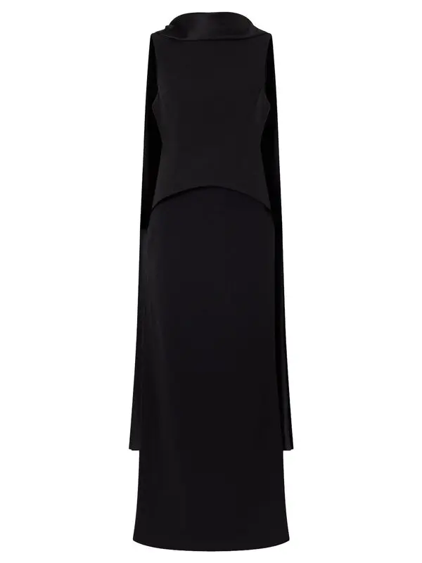 Solace London Annie Satin-trimmed Crepe Gown - Black