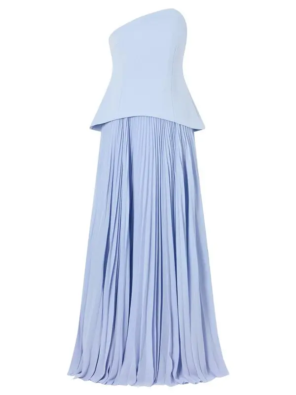 Solace London Britt Asymmetrical Pleated Gown - Blue