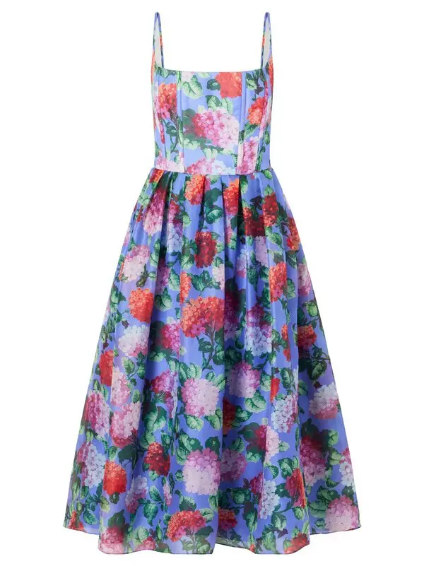 Carolina Herrera Floral-print Silk-crepe Midi Dress - Multi