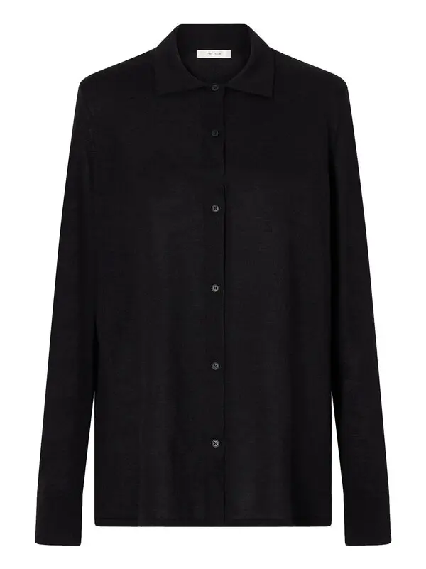 THE ROW Ocari Cashmere And Silk-blend Polo Knit - Black