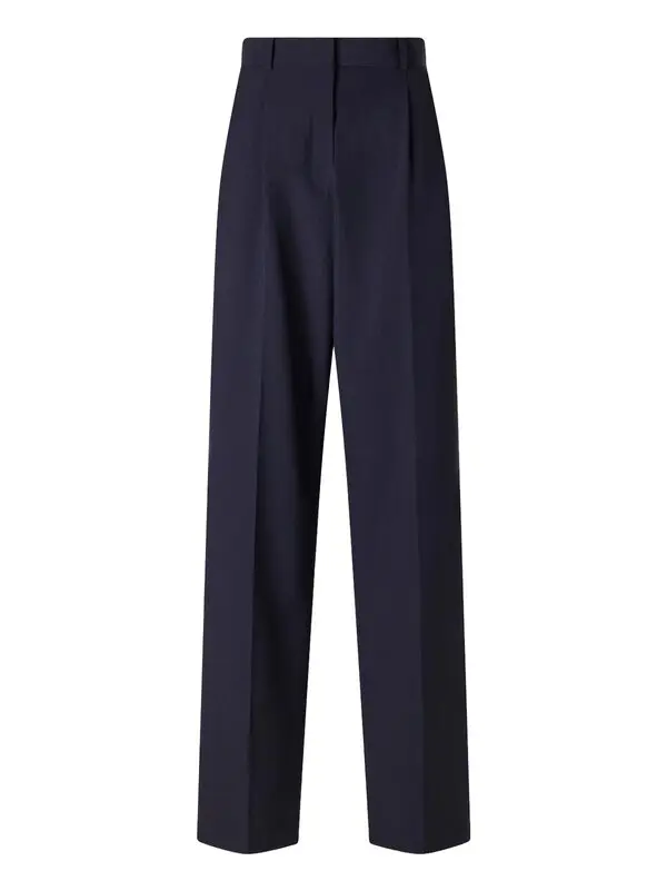 THE ROW Mune Merino Wool-poplin Straight-leg Pants - Blue