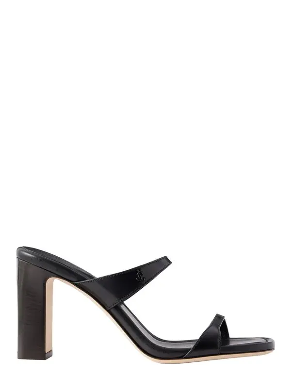 JIMMY CHOO Lucian 85 Leather Mules - Black