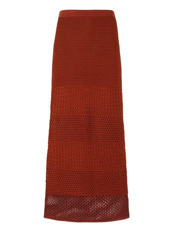 Escvdo Amada Crocheted Cotton Maxi Skirt - Red