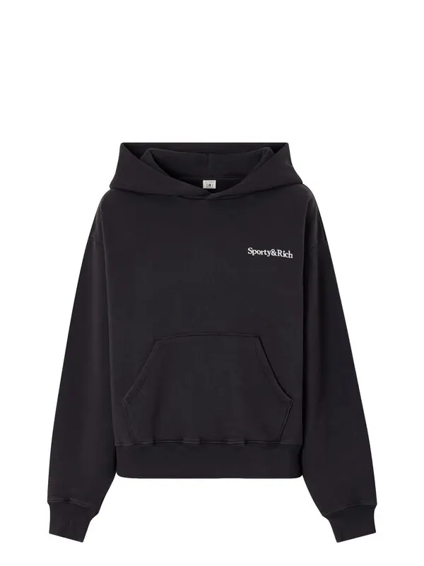 SPORTY & RICH Embroidered Cotton Sweatshirt - Black