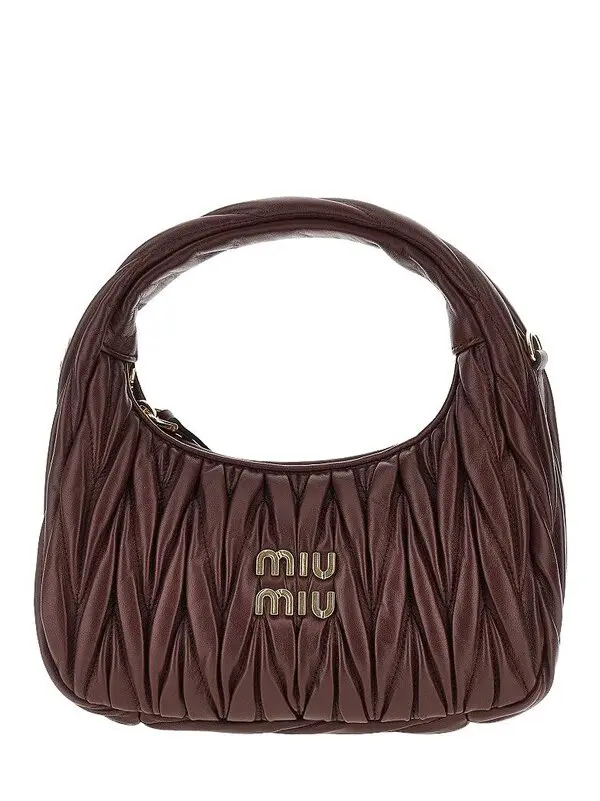 Miu Miu Small Matelassé Nappa Leather Hobo Bag - Red