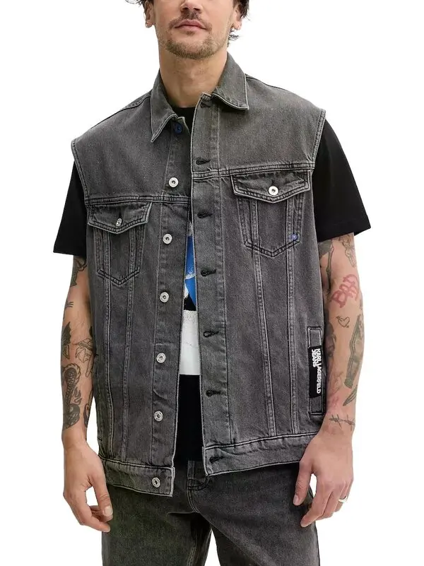 Karl Lagerfeld Sleeveless Denim Jacket - Black