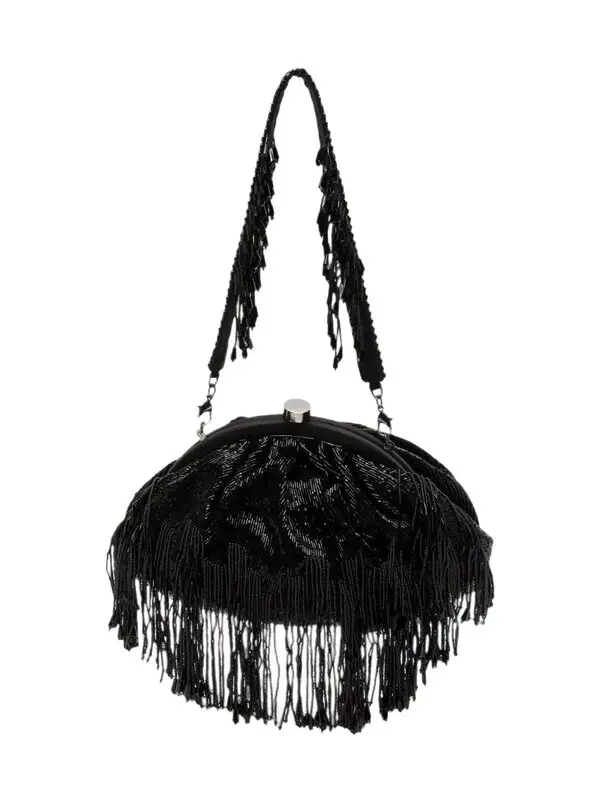 SLO_HAND_MADE Bead-embellished Fringed Clutch Bag - Black