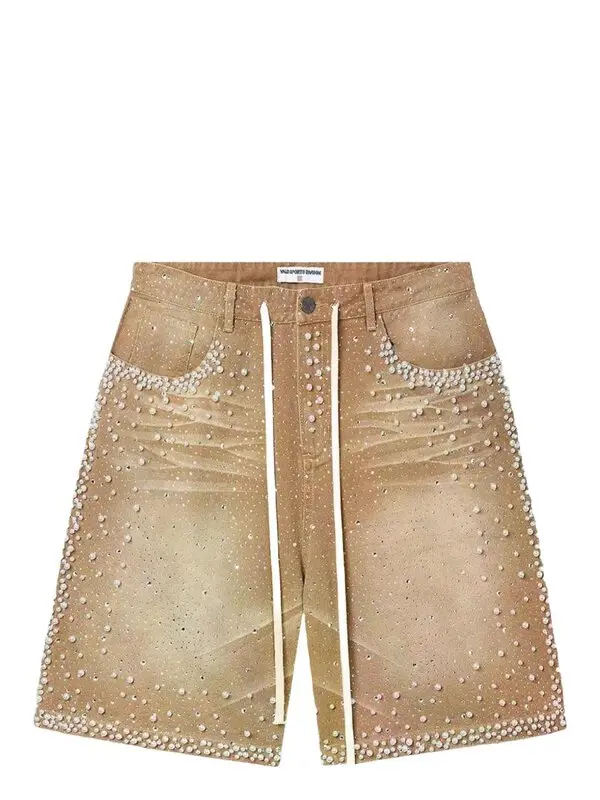 VALE FOREVER Rainstorm Pearl-embellished Shorts - Neutrals