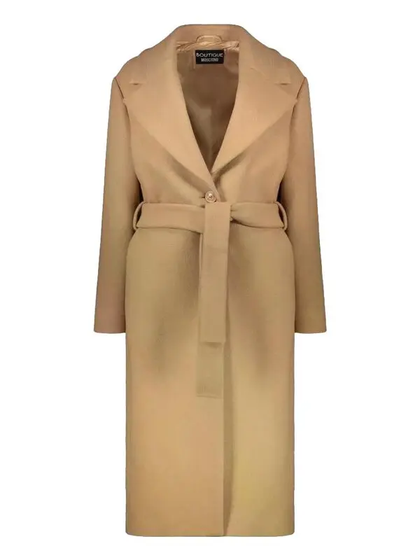 Moschino Belted Long-sleeve Coat - Neutrals