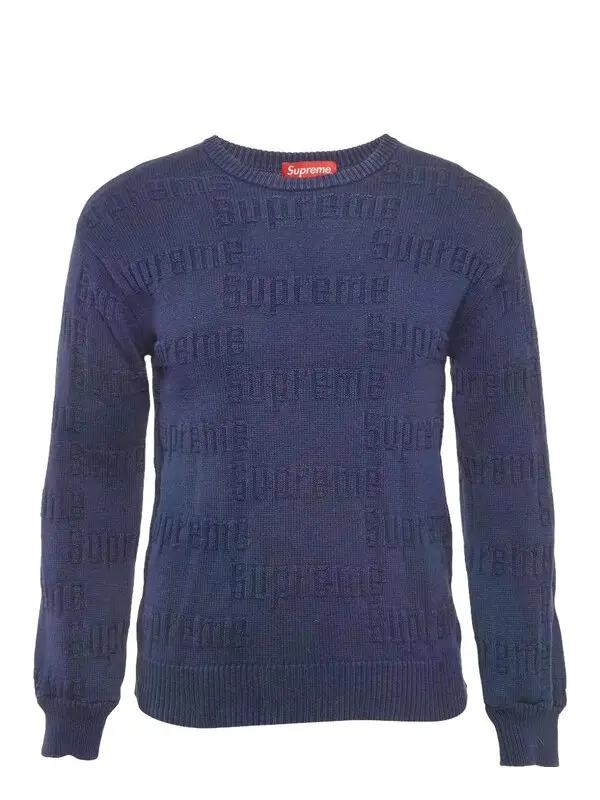 Supreme Logo Pattern Knitted Sweater - Blue