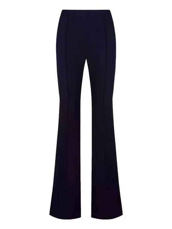 Smythe Navy Pintuck Flared Trousers - Blue