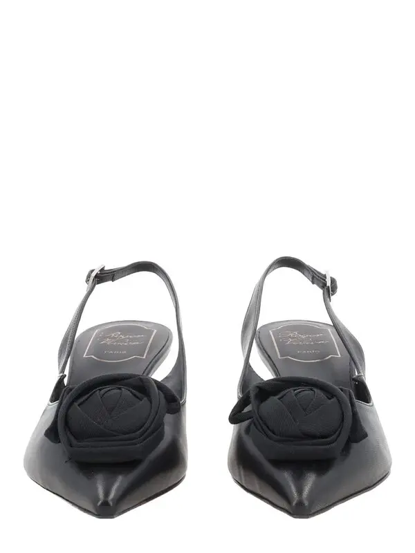 ROGER VIVIER Slingback Pumps With Floral Detail - Black