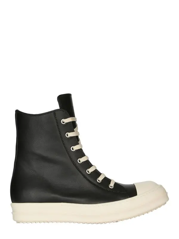 Rick Owens Leather High-top Sneakers With Zip Fastening - Nero