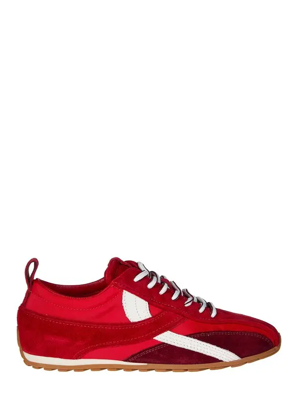 ALOHAS Nylon Leather Lace-up Sneakers - Rosso