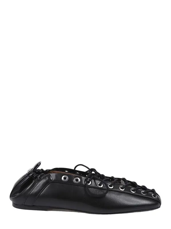 GANNI Lace-up Ballerina Flats - Black