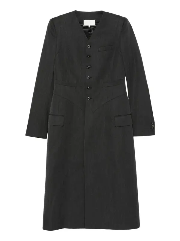 MAISON MARGIELA Tailored Virgin Wool V-neck Jacket With Adjustable Strap - Grey