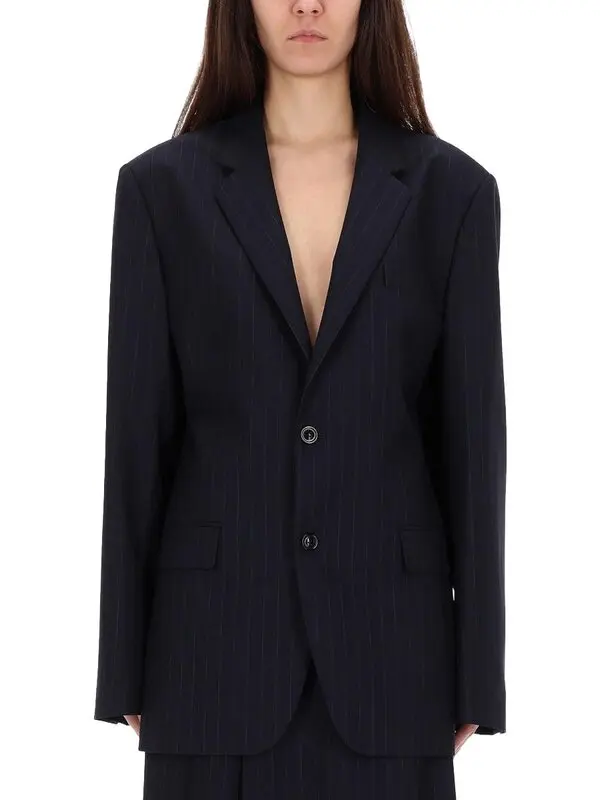MAISON MARGIELA Wool Pin Stripe Blazer - Blue