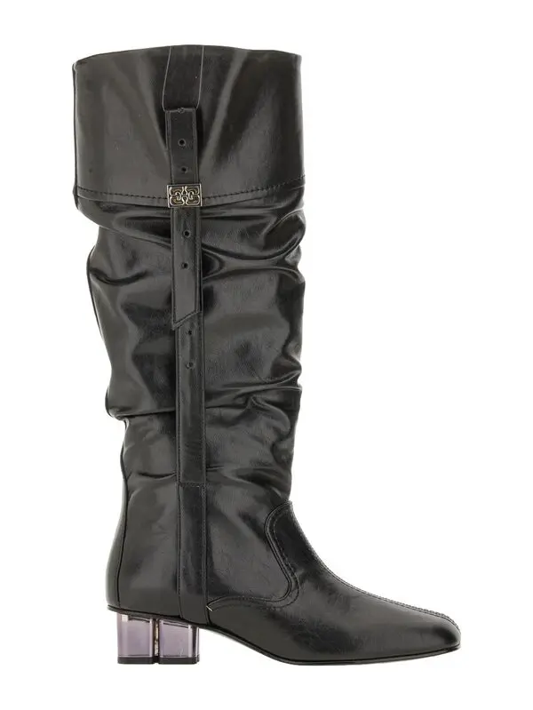 GANNI Buckled Knee High Boots - Black