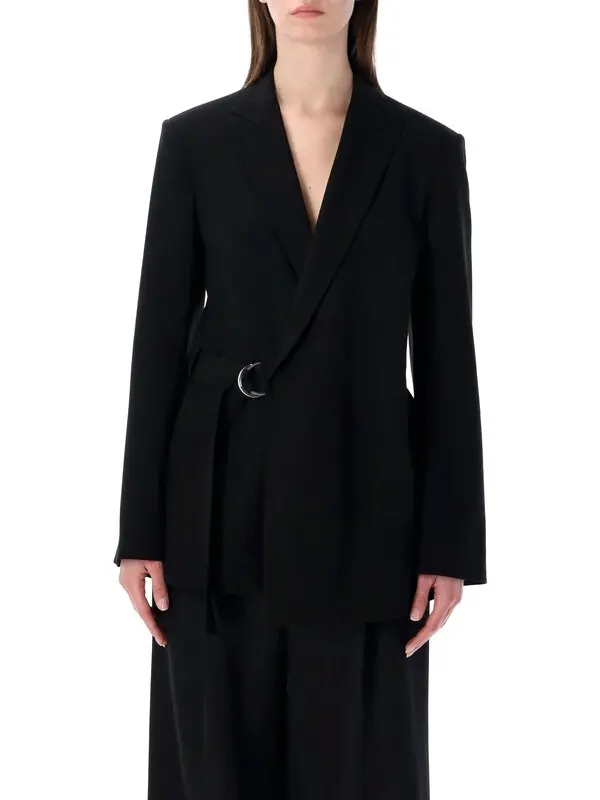 Loewe Wrap Jacket In Tailored Wool With D-ring Belt - Black