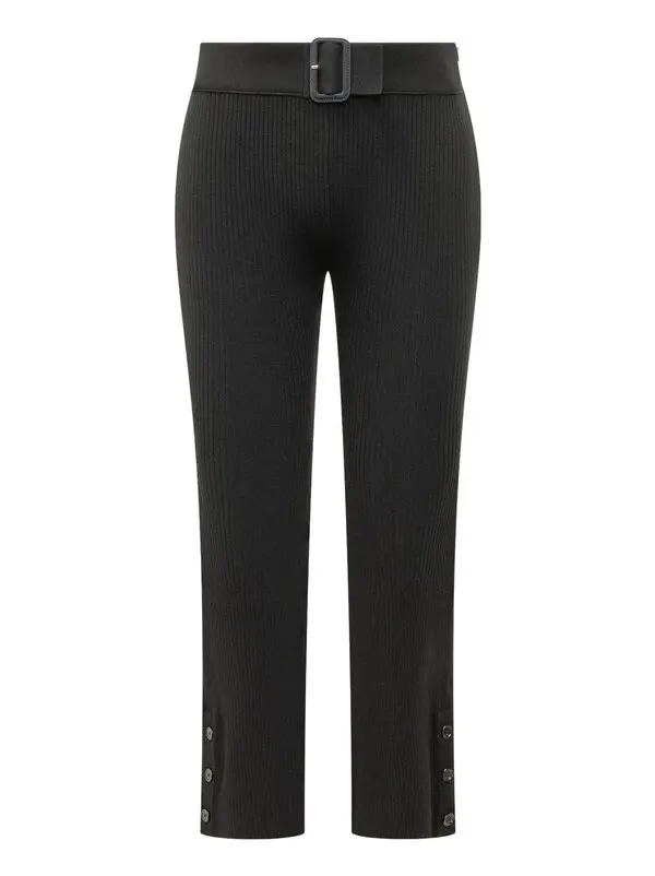 COURREGES Ribbed Trousers With Buckle Detail - Black