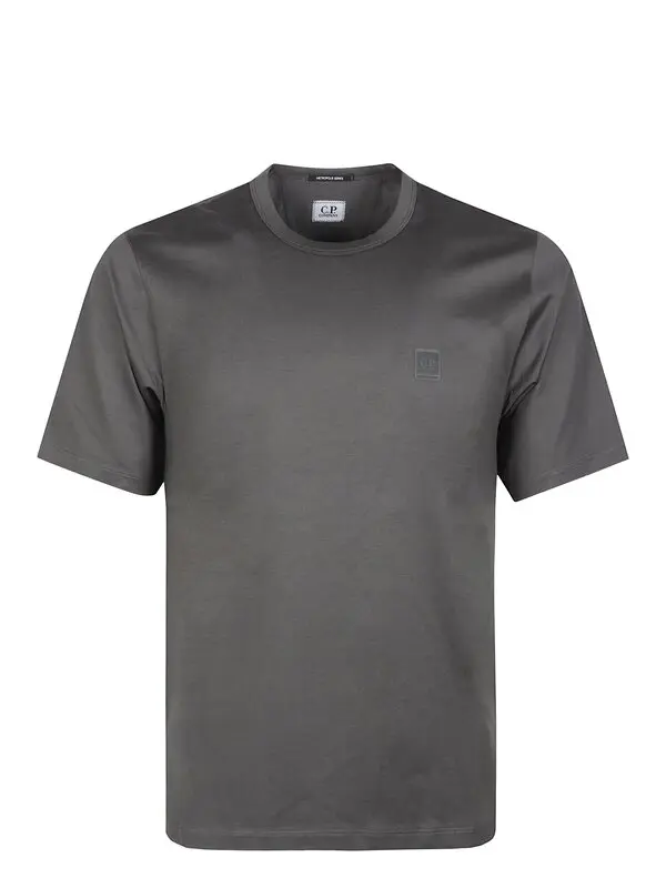 C.P. COMPANY C. P. Company Crew Neck Short Sleeve T-shirt With Front Logo Patch - Grey