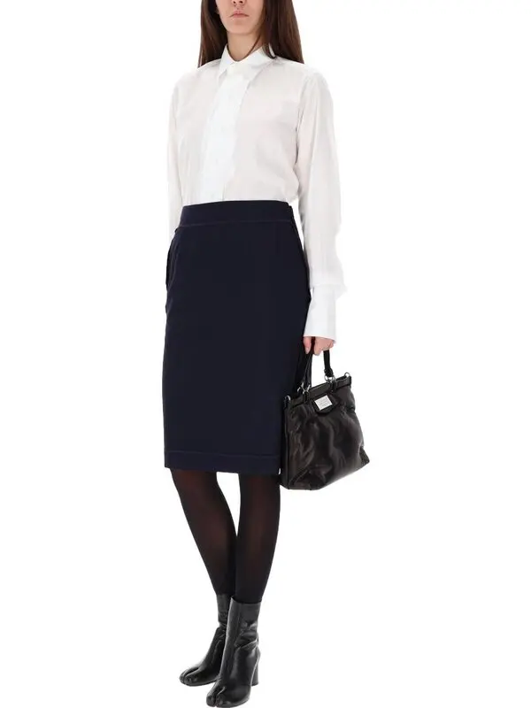 MAISON MARGIELA Wool-blend Pencil Skirt - Blue
