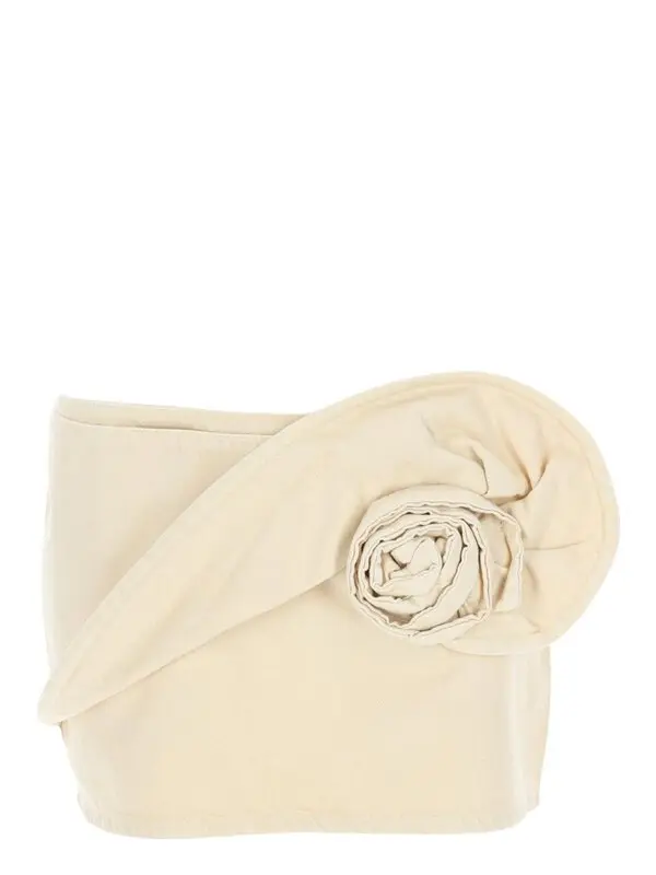 Magda Butrym Strapless Floral Appliqué Crop Top - Beige