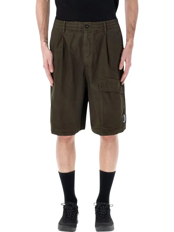 C.P. COMPANY Relaxed Fit Cargo Shorts With Drawstring Waistband - Dk Olive