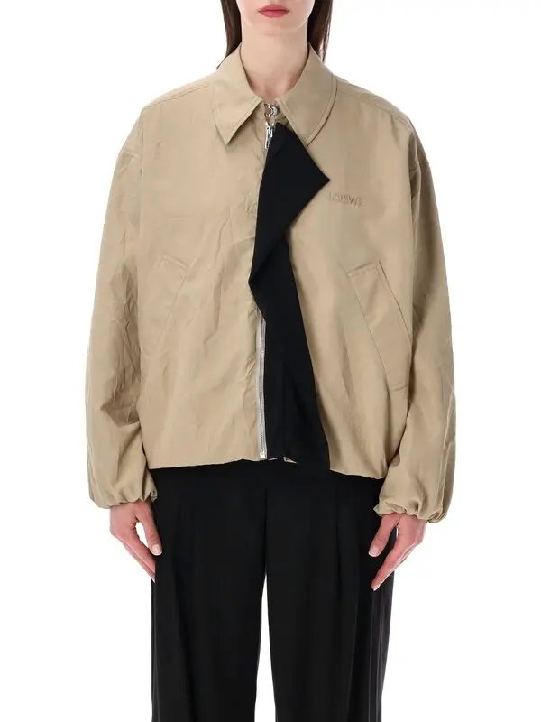 Loewe Logo Embroidered Technical Fabric Jacket - Beige