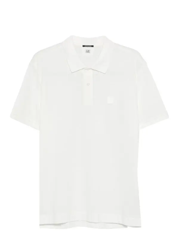 C.P. COMPANY C. P. Company Short Sleeve Patch Detail Button Placket Point Collar Shirt - White