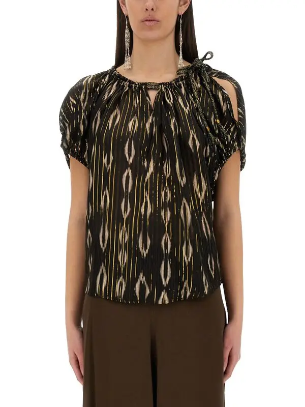 Isabel Marant Étoile Metallic Print Silk Blouse - Black