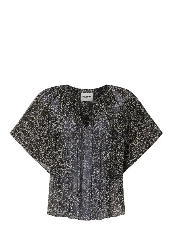 MARANT ETOILE Floral Print Sheer Blouse - Black