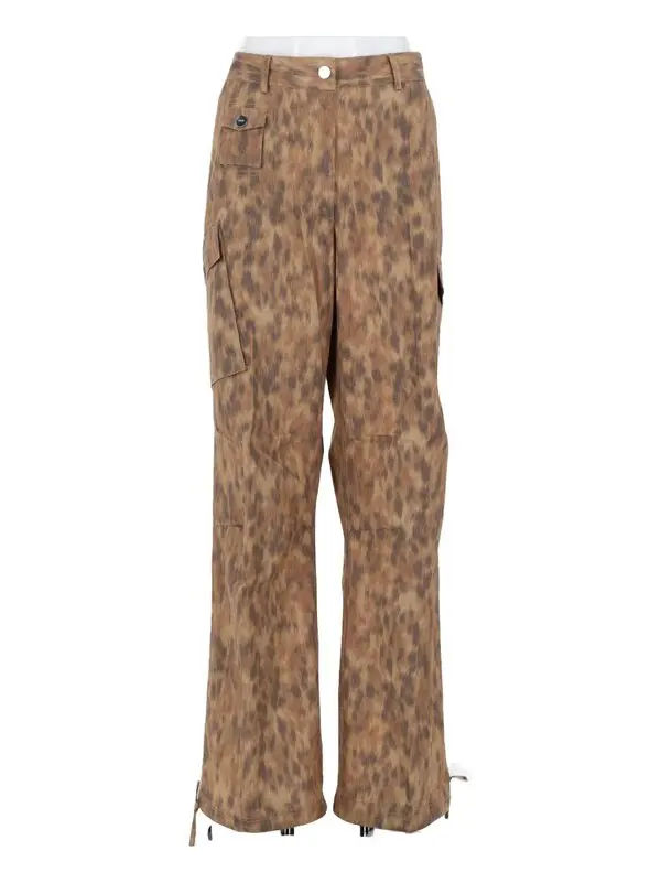 GANNI Organic Cotton Printed Wide Leg Trousers - Beige