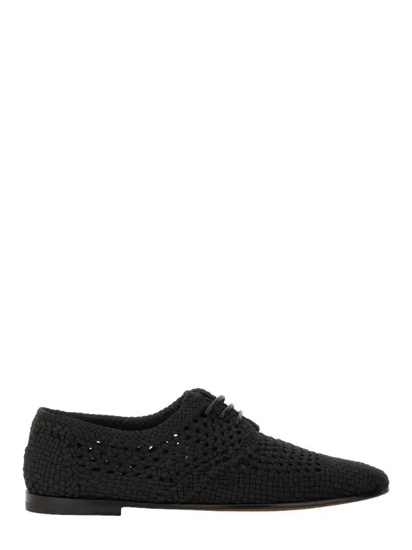 Dolce & Gabbana Woven Fabric Derby Shoes - Black