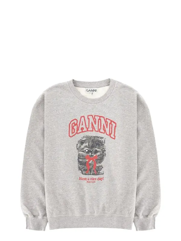 GANNI Kitty Graphic Sweatshirt - Grey