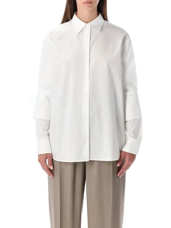 Loewe Long-sleeved Textured Cotton Shirt - White