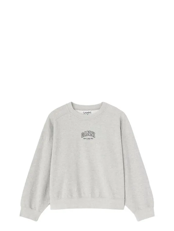 GANNI Logo Crewneck Sweatshirt - Grey