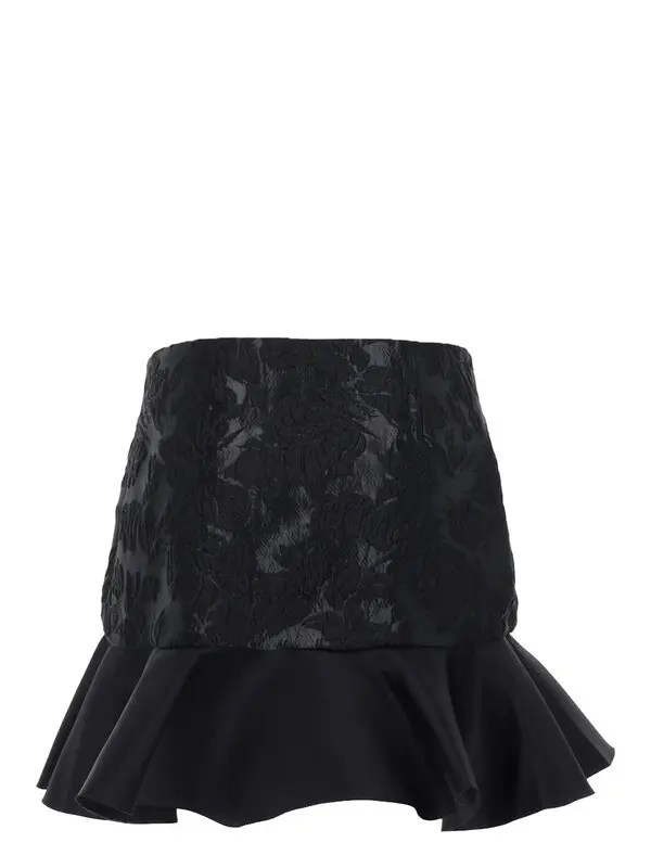 GANNI Double Satin Flounce Mini Skirt - Black