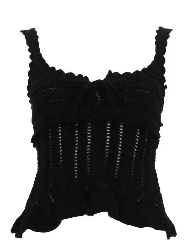 MARANT ETOILE Sleeveless Lace Embroidered Peplum Top - Black