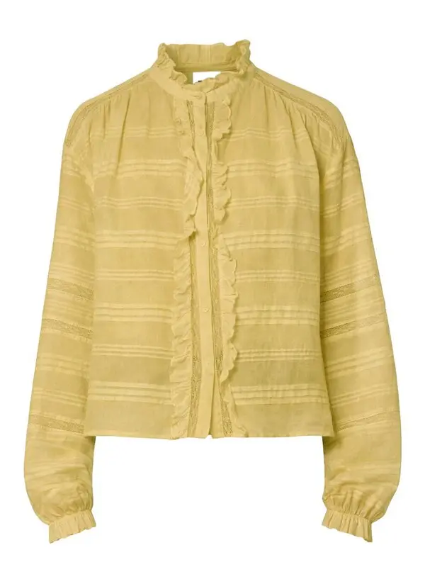 MARANT ETOILE Button-up Ruffled Cotton Shirt - Green