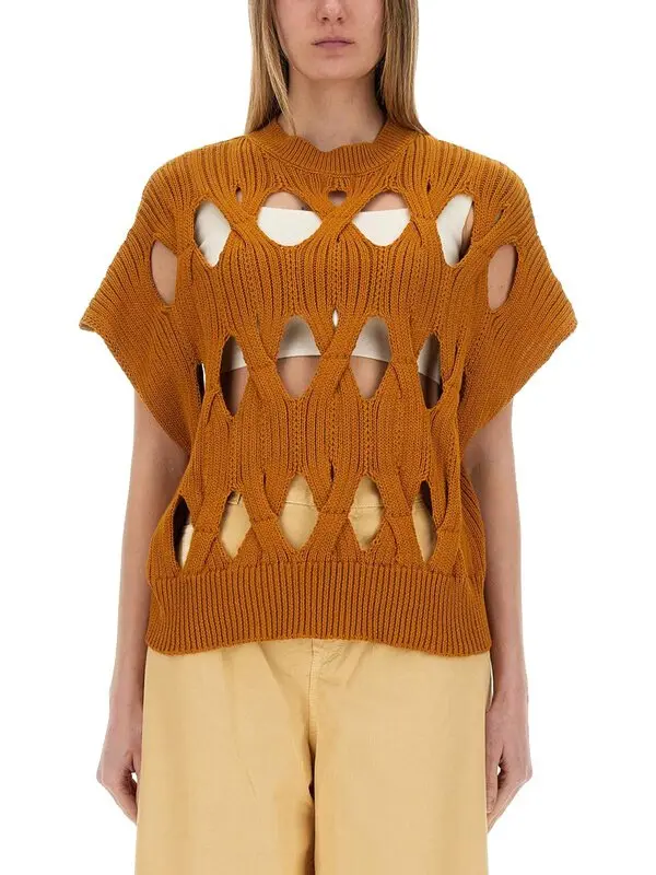 ALYSI Cut-out Knit Top - Orange